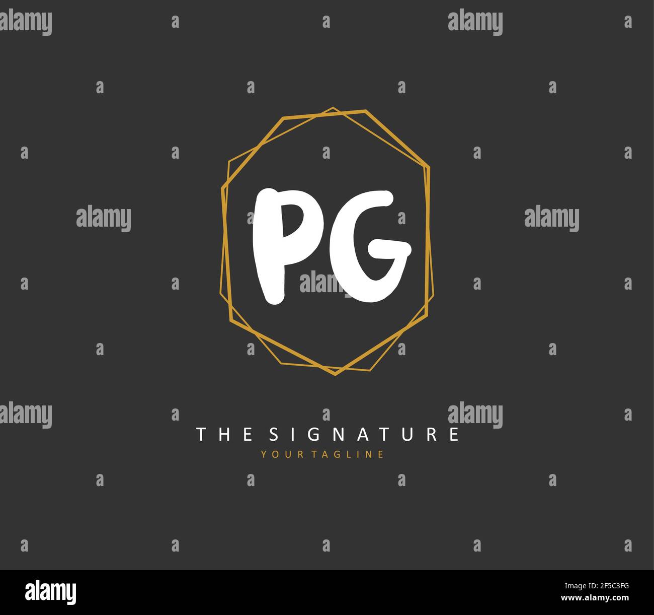 PG Initial letter handwriting and signature logo. A concept handwriting ...