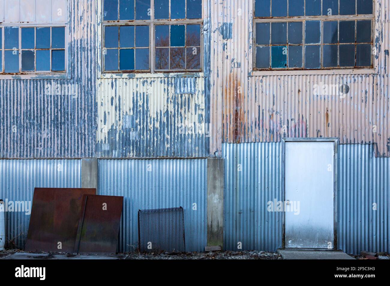 The outside wall of an old rundown building in North Judson, Indiana ...