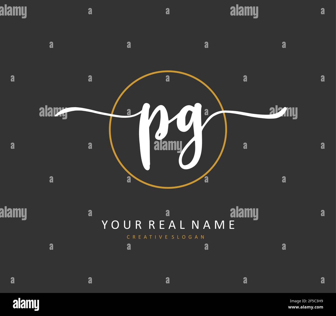 PG Initial letter handwriting and signature logo. A concept handwriting ...