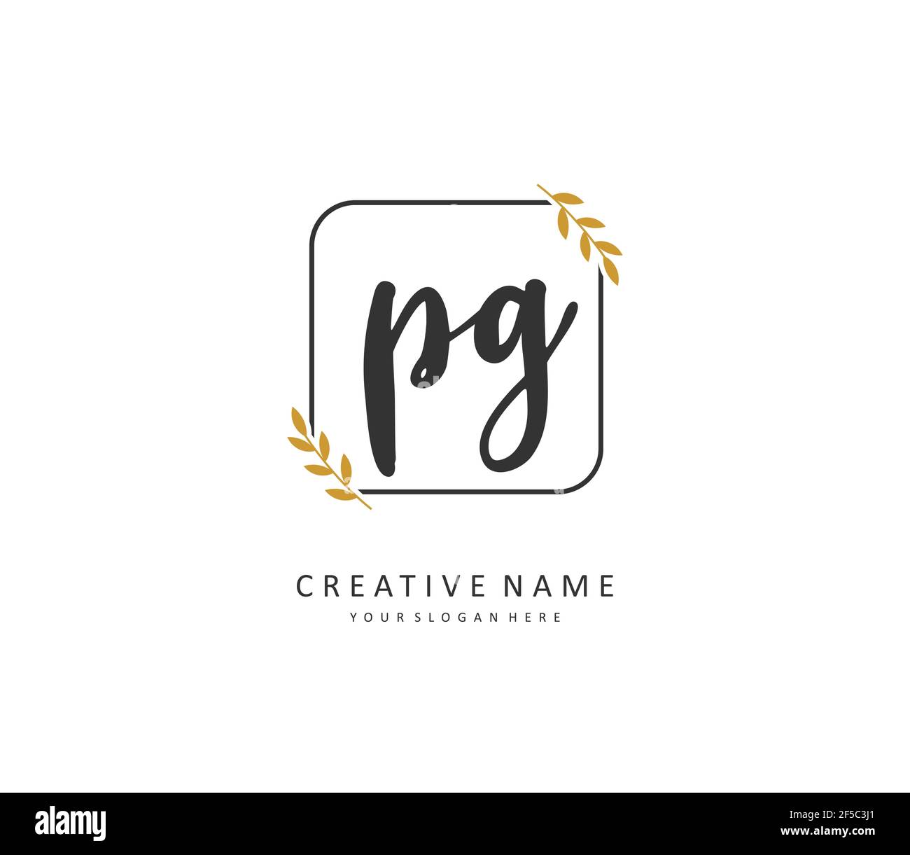 PG Initial letter handwriting and signature logo. A concept handwriting ...