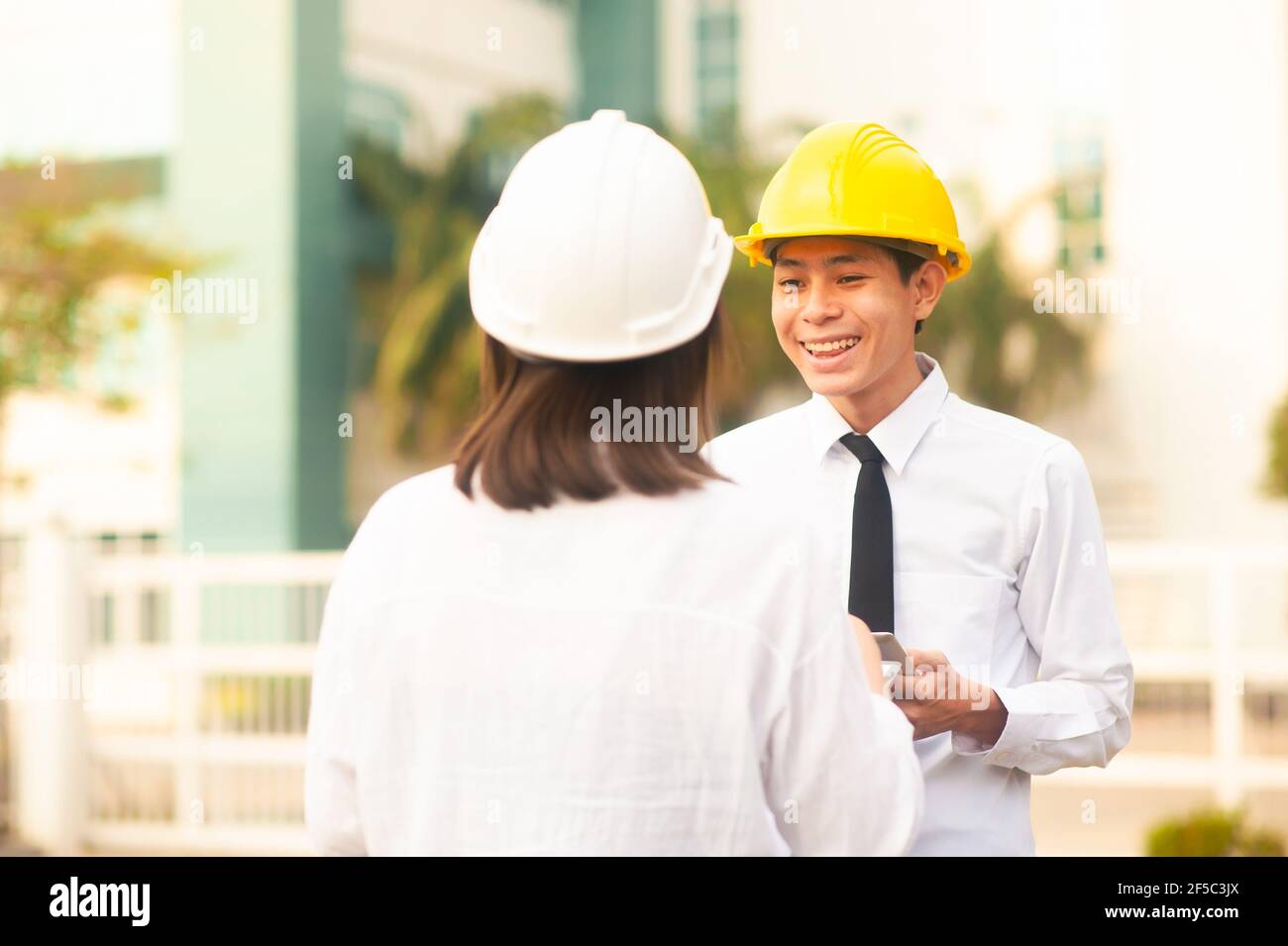 Man explain women for business discussion , Worker Teamwork talking ...