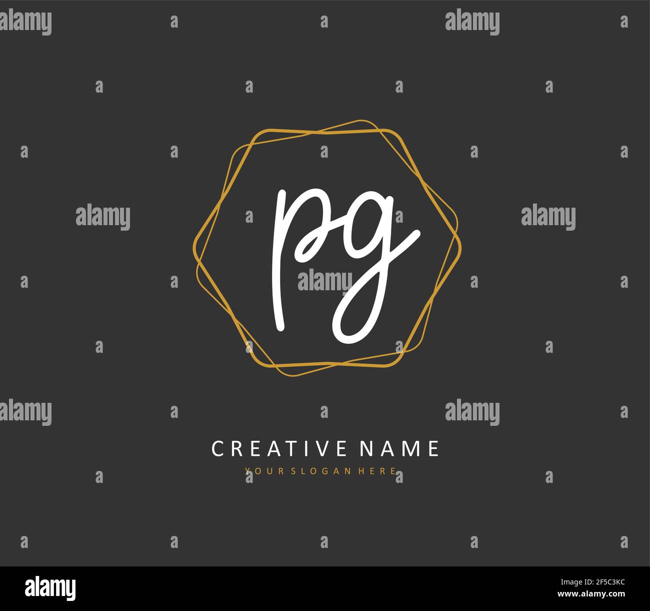 PG Initial letter handwriting and signature logo. A concept handwriting ...
