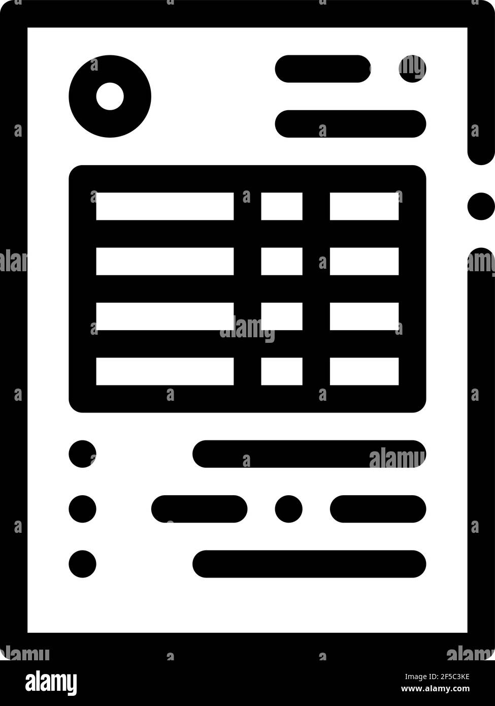 document with table of audit credit and debit line icon vector ...