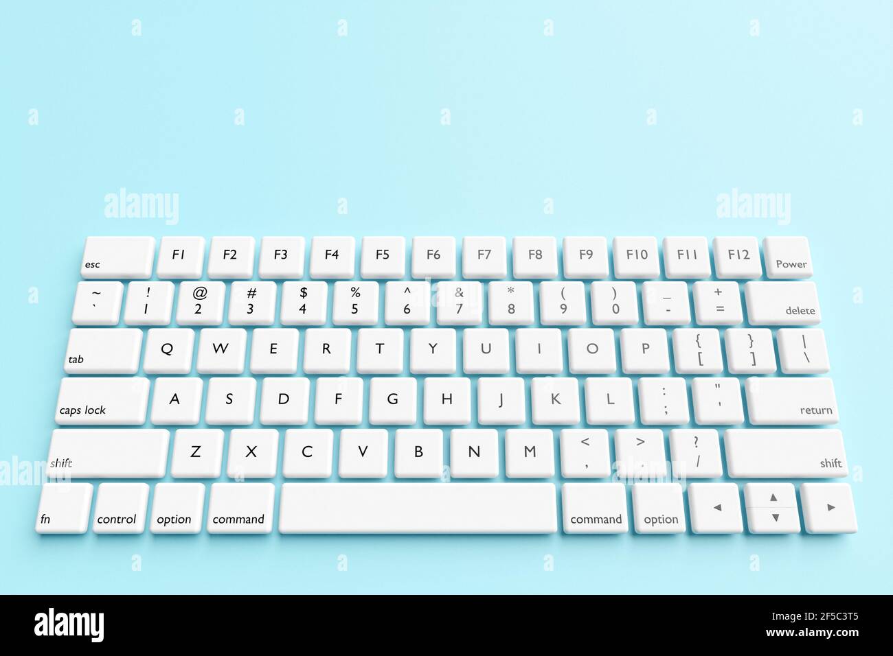 3d illustration, close up of the realistic computer or laptop keyboard ...