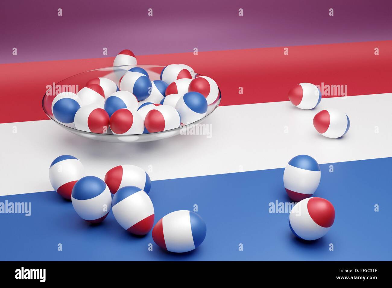 3d illustration of balls with the image of the national flag of the ...