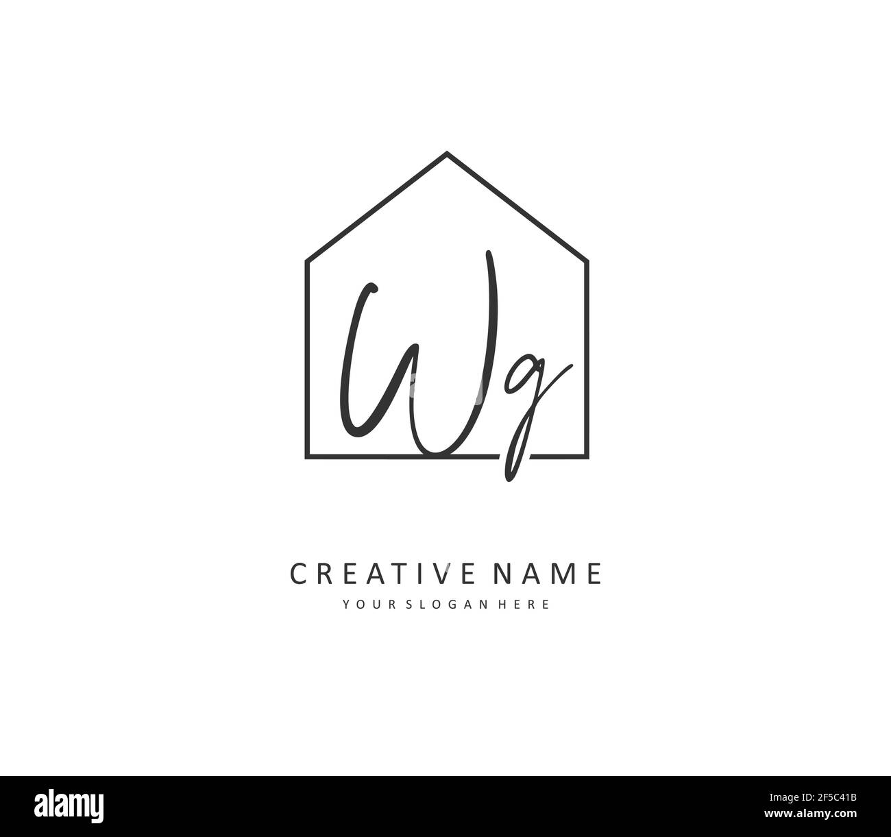 WG Initial letter handwriting and signature logo. A concept handwriting ...