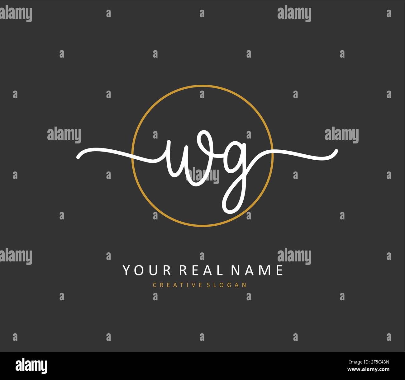 WG Initial letter handwriting and signature logo. A concept handwriting ...