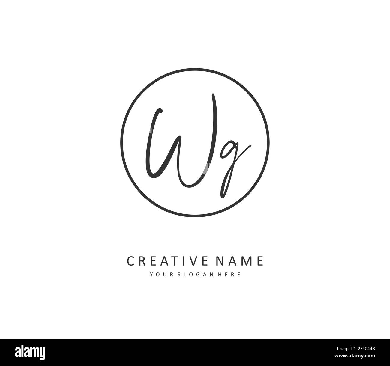 WG Initial letter handwriting and signature logo. A concept handwriting ...