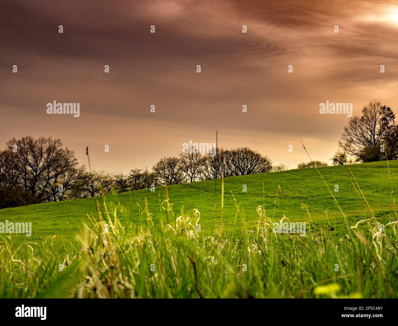 Dramatically lit clouds from the sun, just before the storm Stock Photo ...