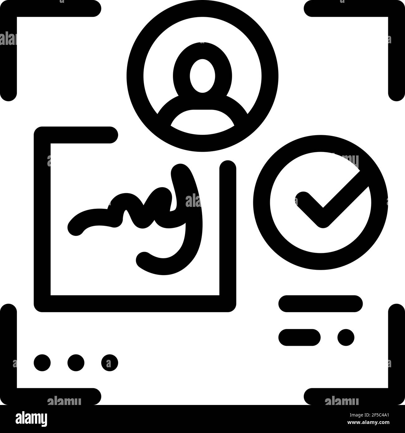 electronic signature identity line icon vector illustration Stock ...