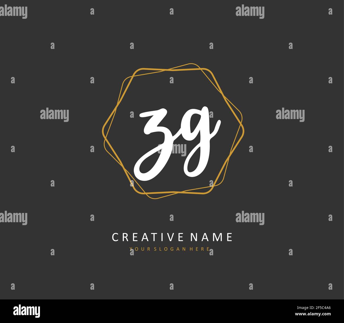 ZG Initial letter handwriting and signature logo. A concept handwriting ...