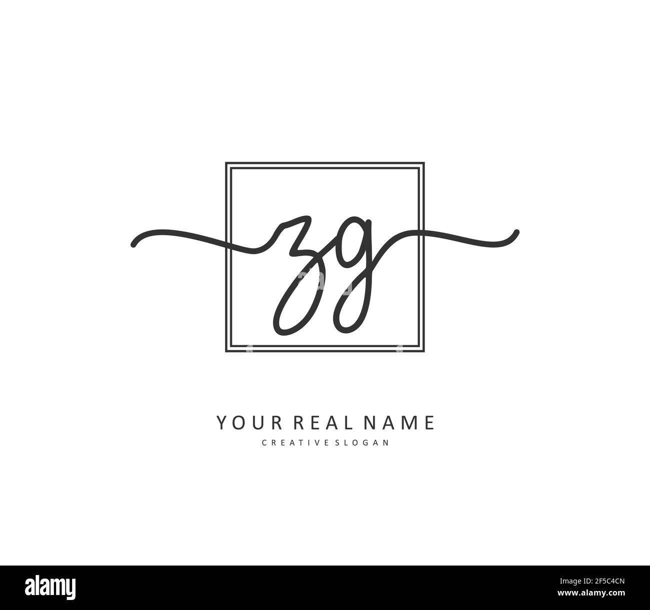 ZG Initial letter handwriting and signature logo. A concept handwriting ...