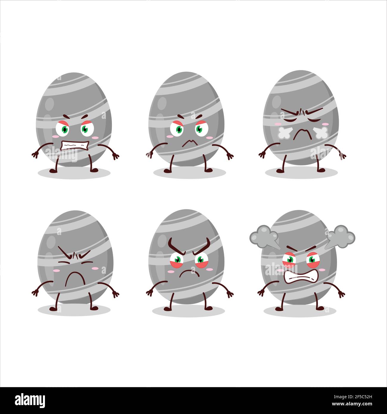 Grey easter egg cartoon character with various angry expressions ...