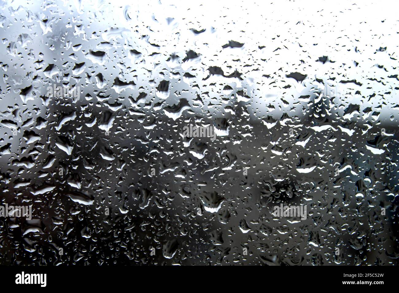 Raindrops on the window. Glass fogging and evaporation. Rain outside ...