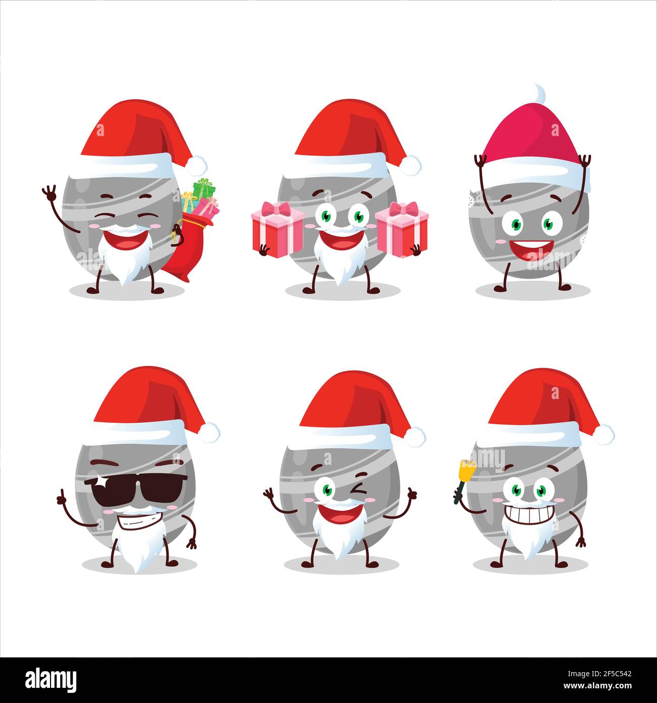 Santa Claus emoticons with grey easter egg cartoon character. Vector ...