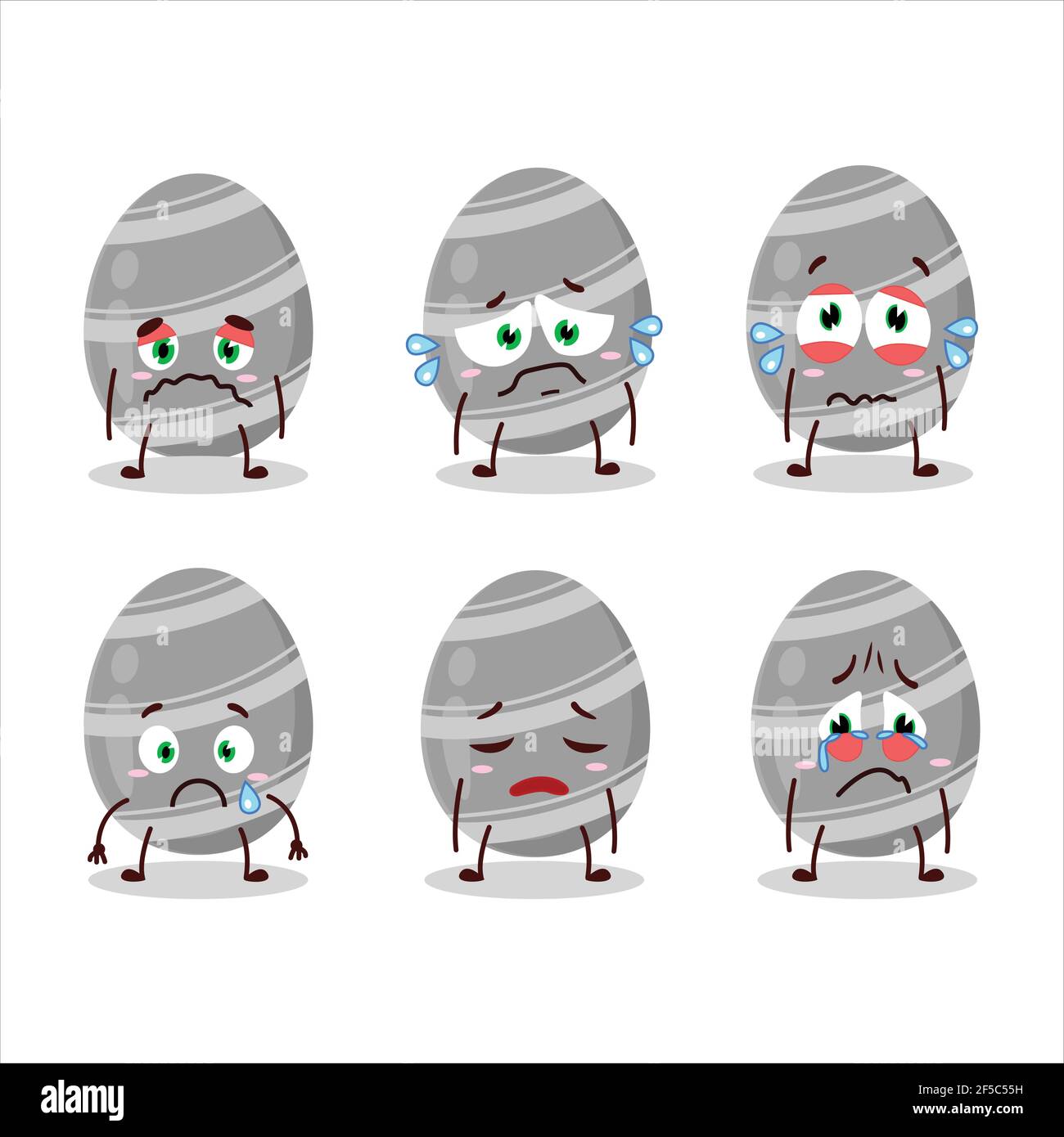 Grey easter egg cartoon character with sad expression. Vector ...
