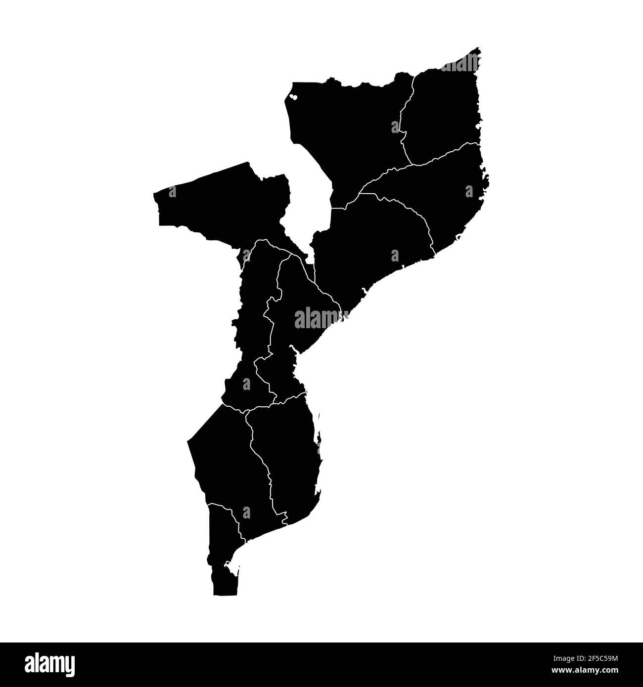 Mozambique country map vector with regional areas Stock Vector Image ...