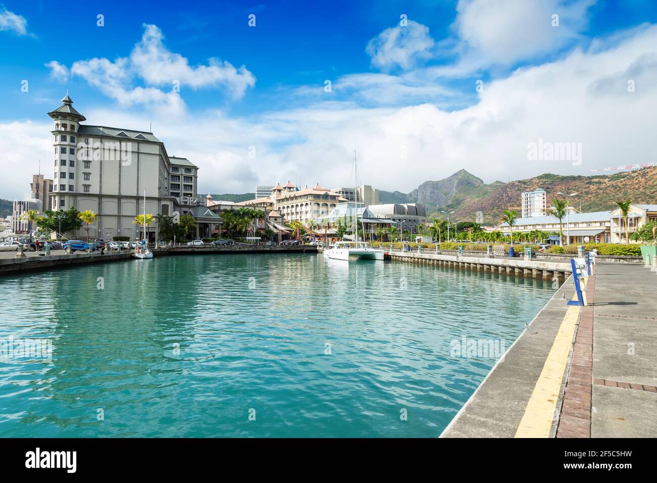 View of Caudan waterfront, Mauritius Stock Photo - Alamy