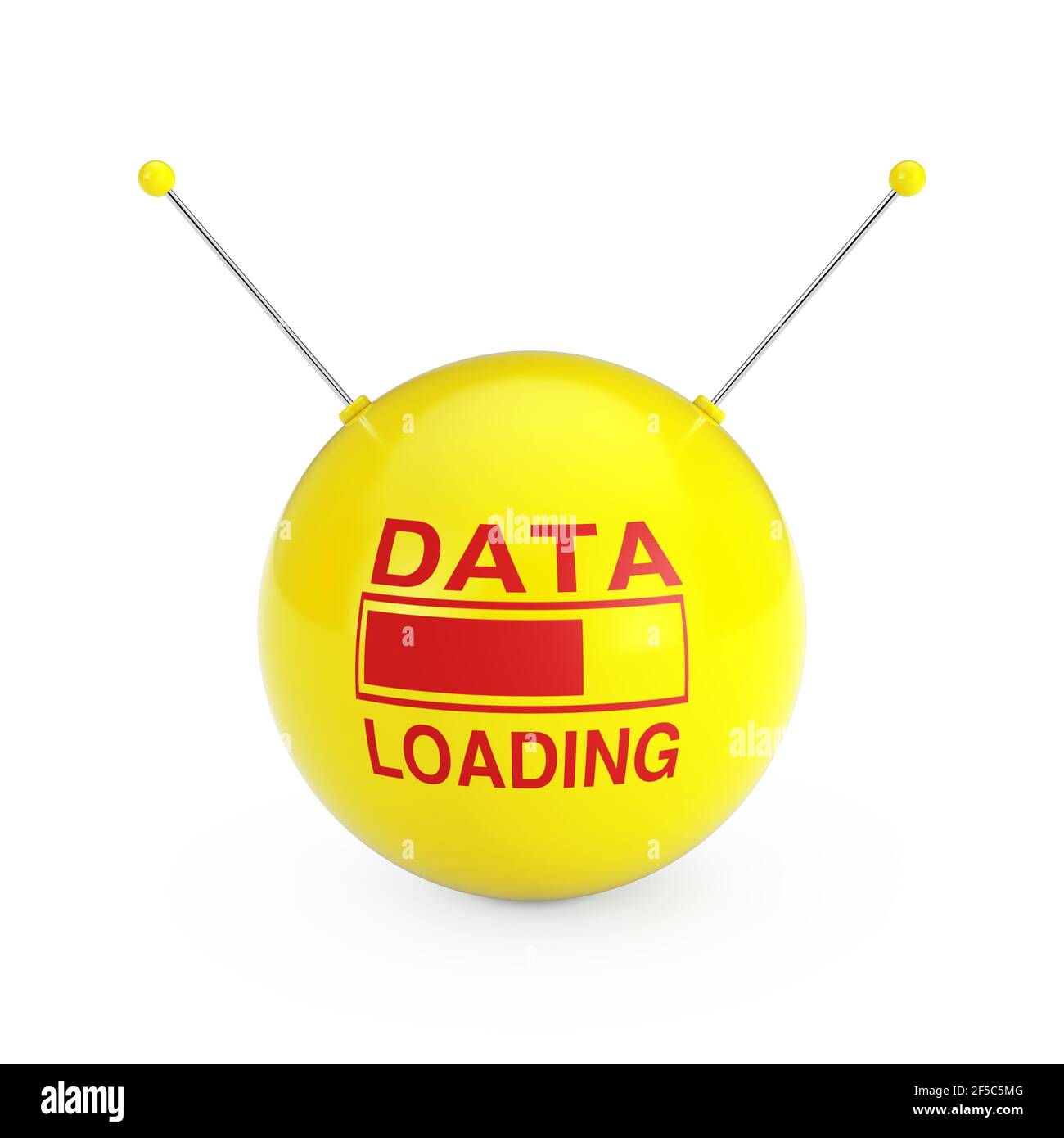 Progress Bar Showing Data Loading with Abstract Yellow Data Sphere on a ...