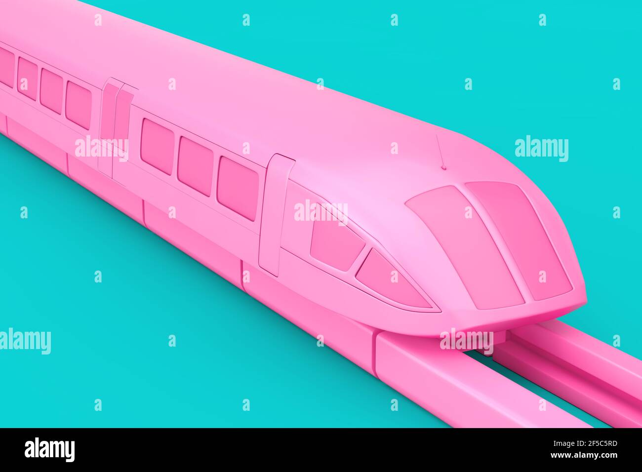 Super High Speed Futuristic Commuter Pink Train in Duotone Style on a ...