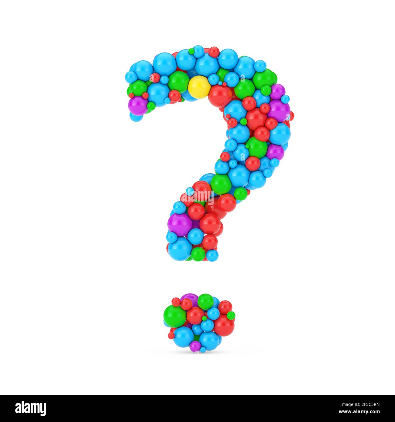 Colorful Balls in Shape of Question Mark on a white background. 3d ...