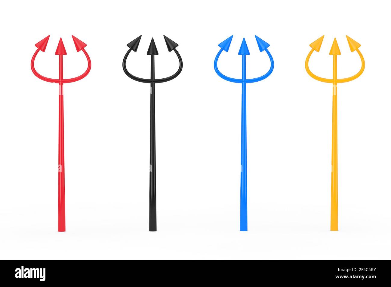 Set of Multicolour Red Devil Halloween Day Celebration Trident or ...