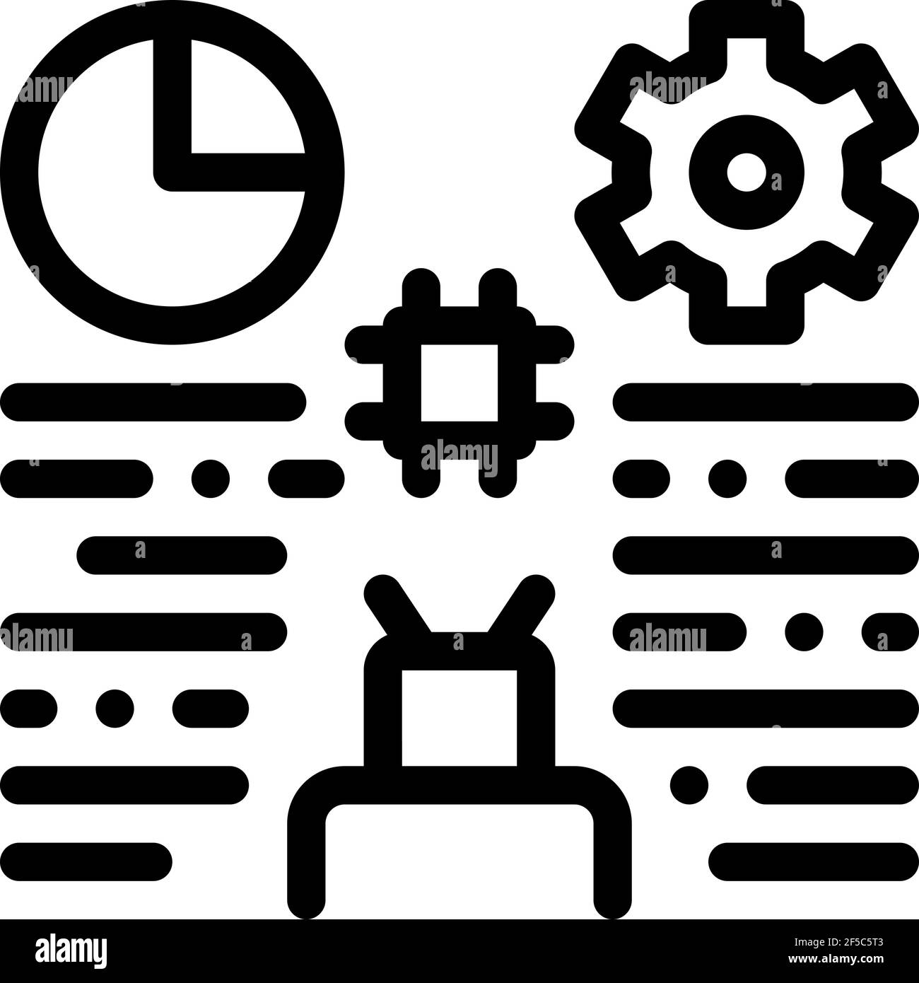 robot machine learning line icon vector illustration Stock Vector Image ...