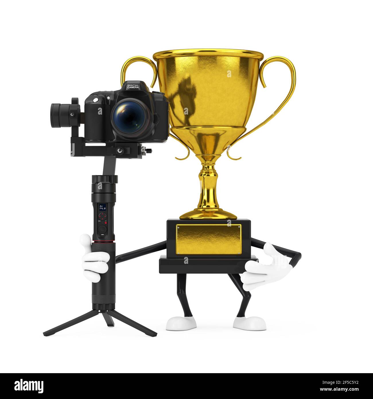 Golden Award Winner Trophy Mascot Person Character with DSLR or Video ...
