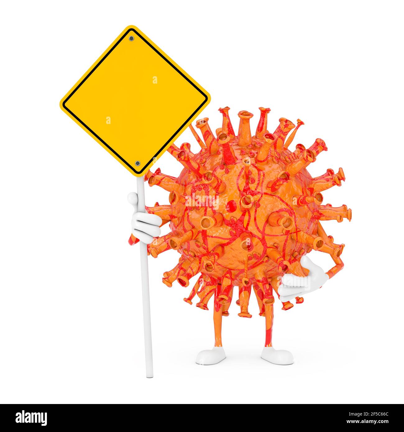 Cartoon Coronavirus COVID-19 Virus Mascot Person Character and Yellow ...