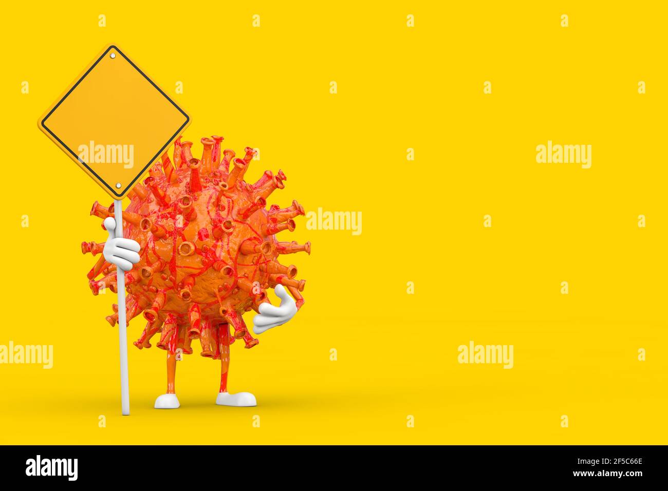 Cartoon Coronavirus COVID-19 Virus Mascot Person Character and Yellow ...