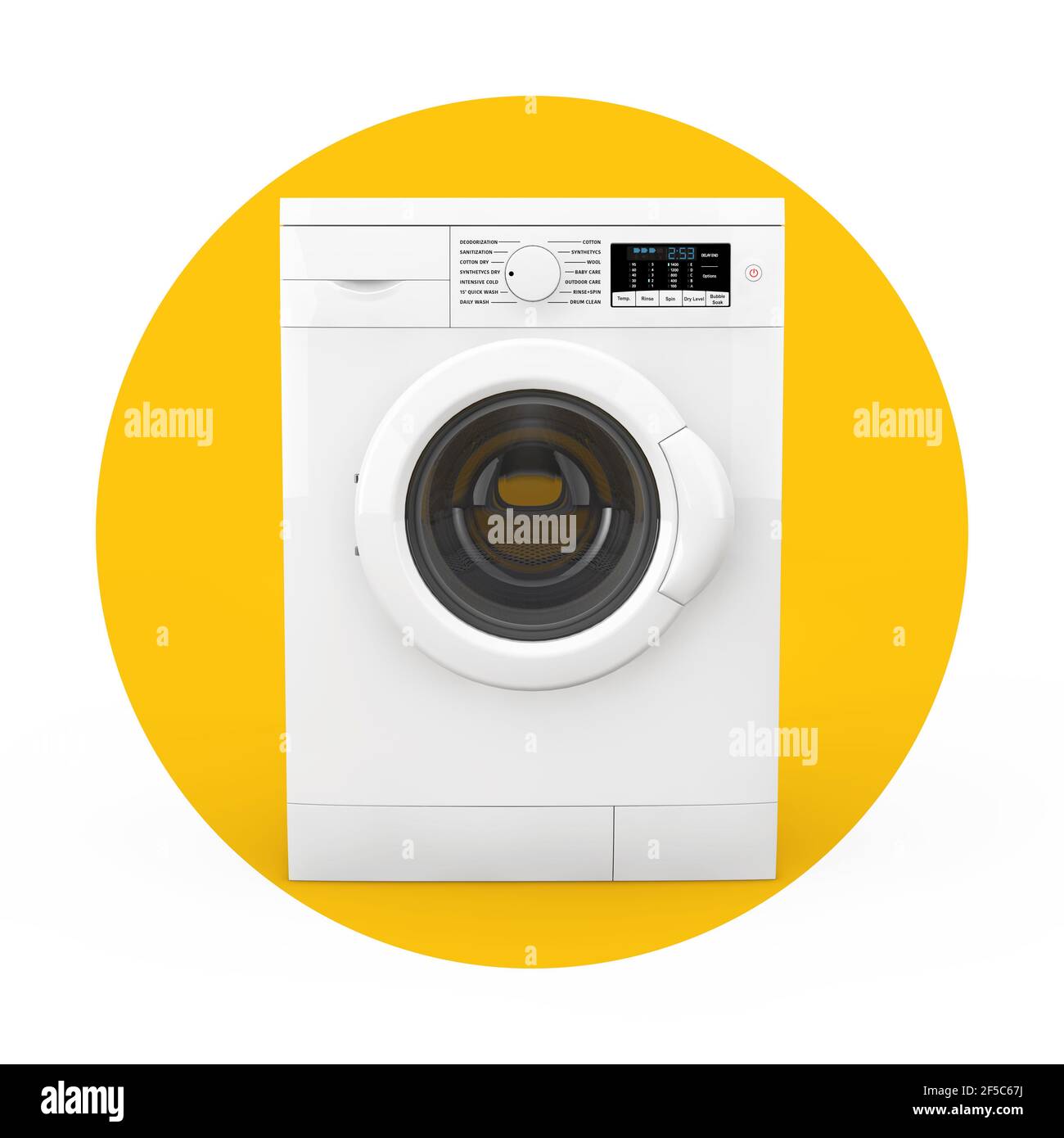 Yellow And White Bathroom Interior Washing Machine