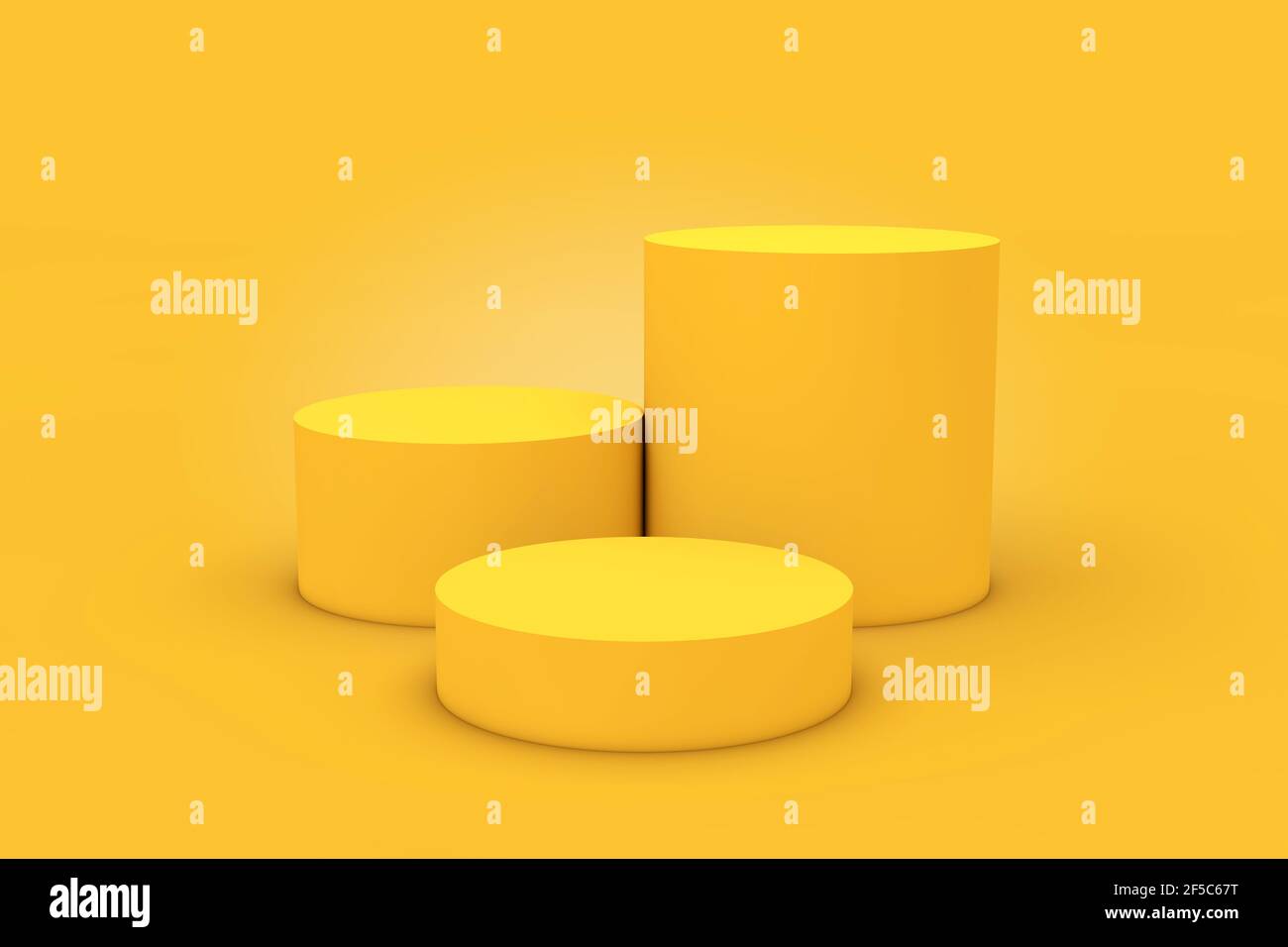 Yellow Cylinder Products Stage Pedestal on a yellow background. 3d ...