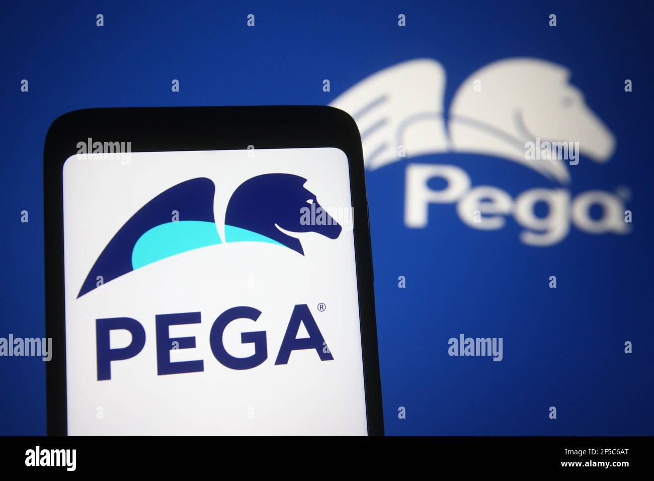 In this photo illustration the Pega systems logo of an US software ...