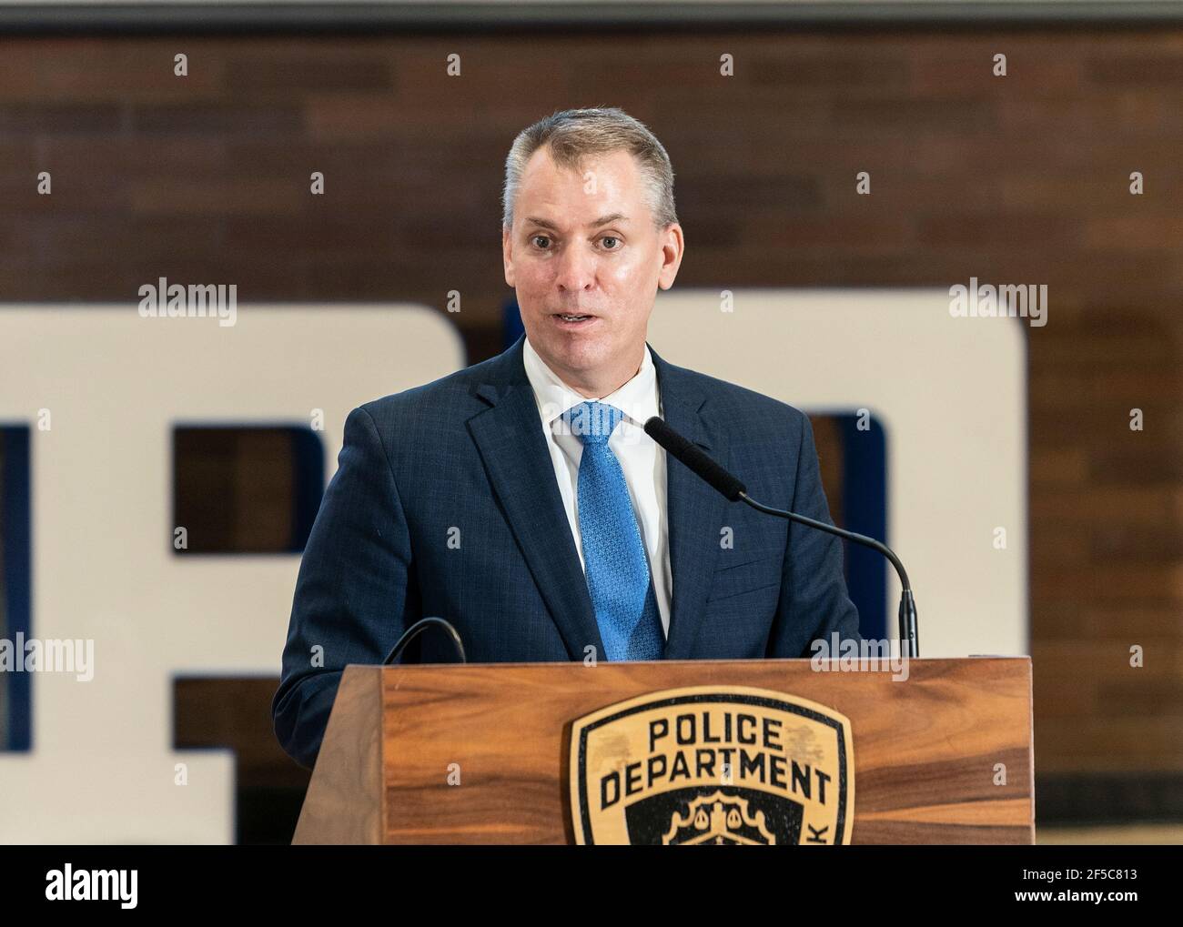 NYPD press briefing at One Police Plaza in New York on March 25, 2021 ...