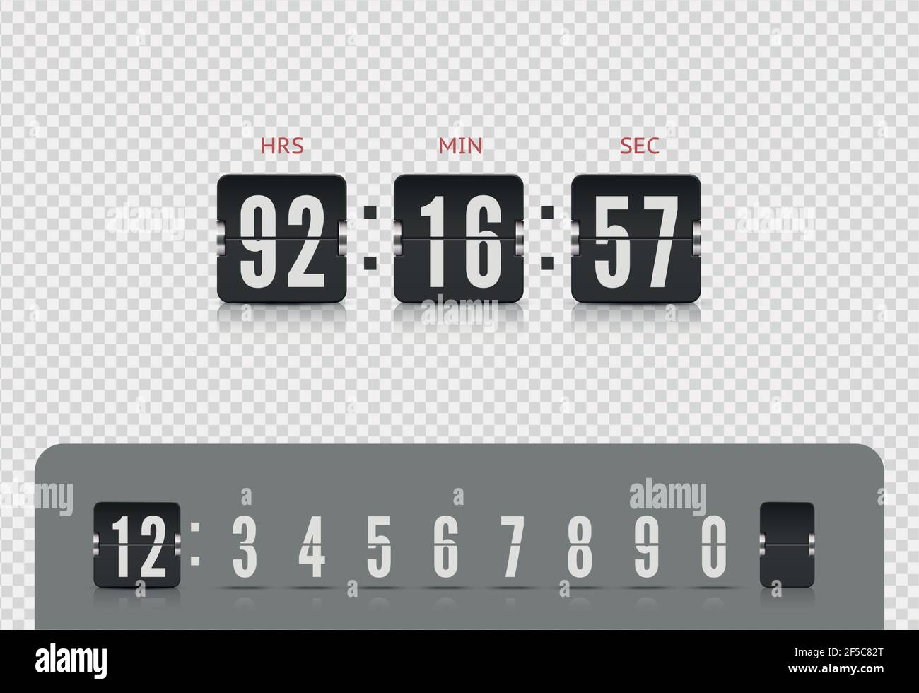 Vector modern ui design of retro time meter with numbers. Old design scoreboard clock template ...