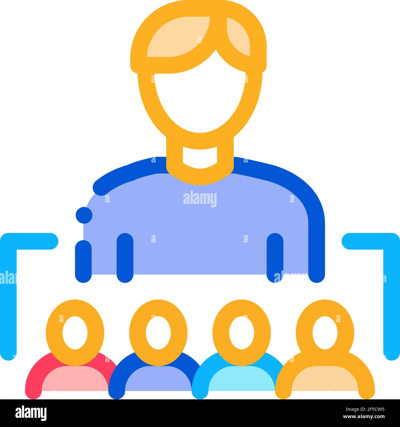working in team or leadership of administrator color icon vector ...
