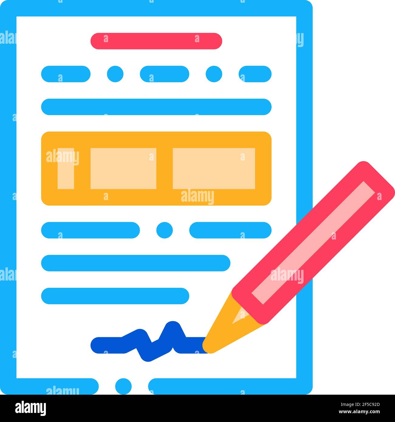 signing contract administrator color icon vector illustration Stock ...