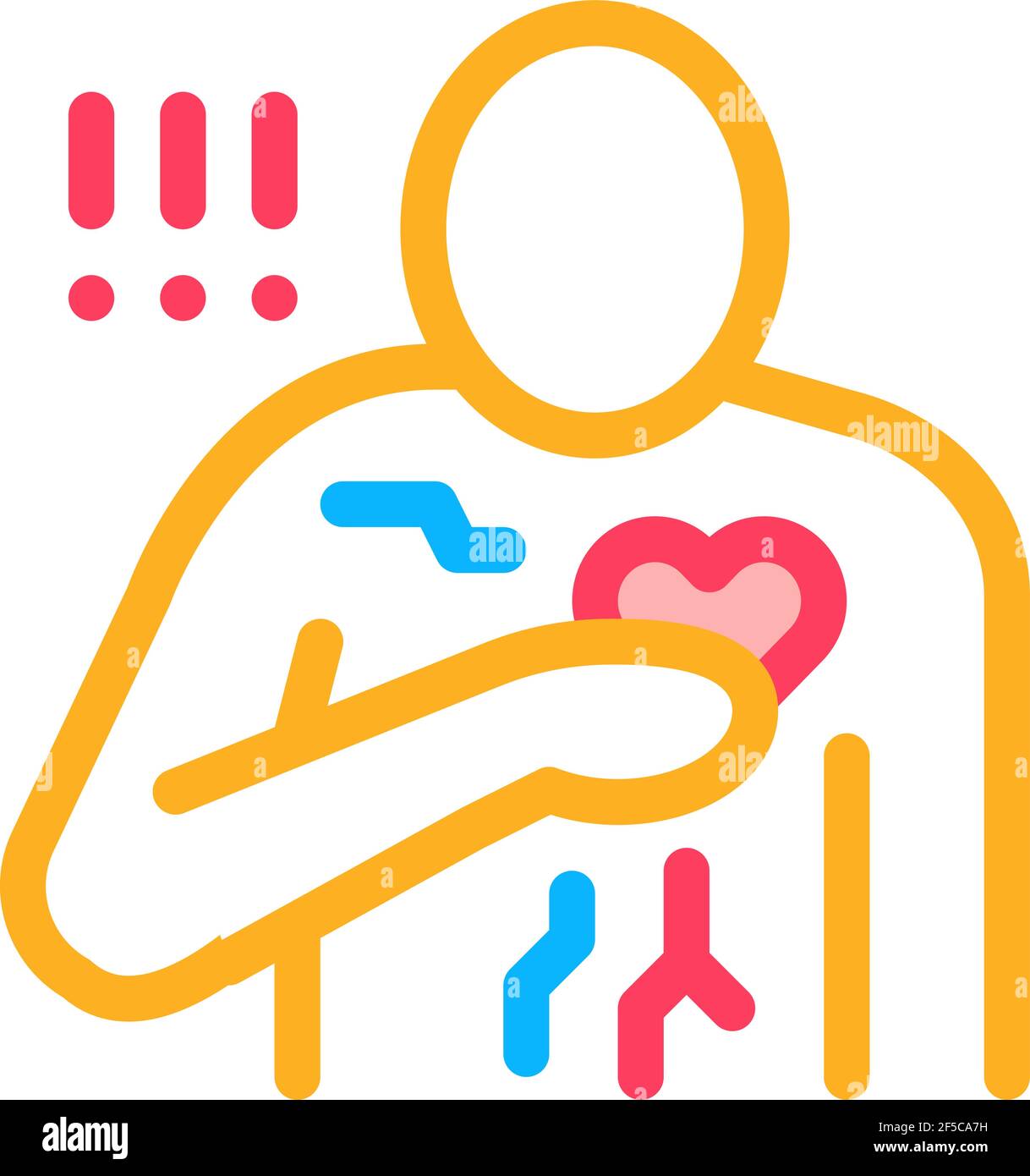 miocardial infarction, heart attack color icon vector illustration ...