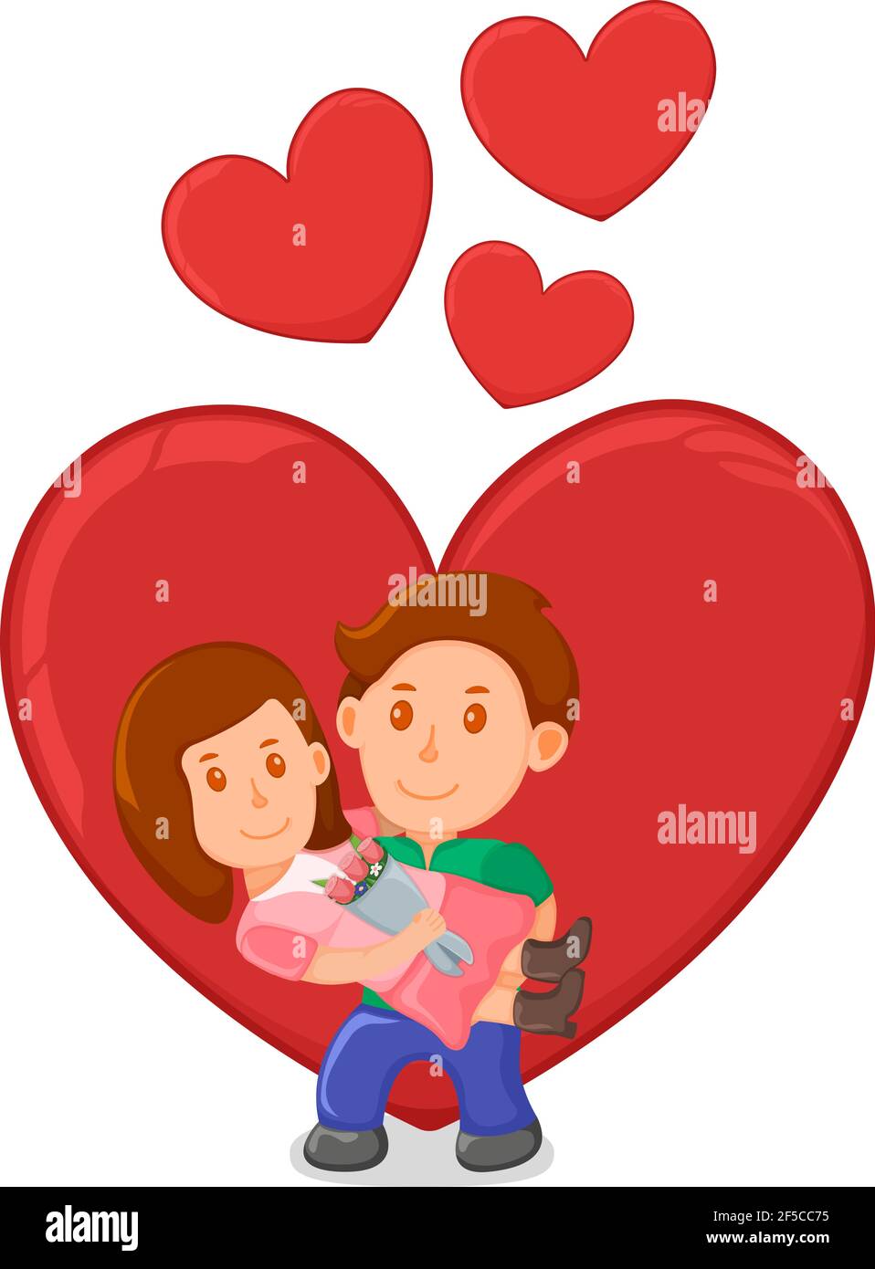 Lovely Romantic Couple Standing Hug And T Present Spring Valentine