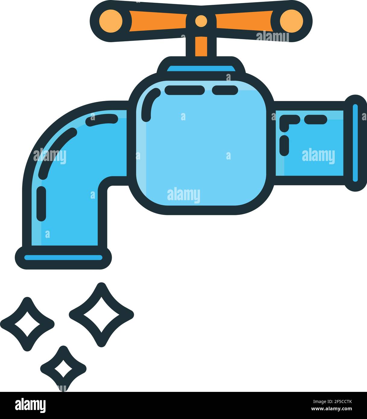 Water home tap icon, faucet house renovation concept line flat vector ...