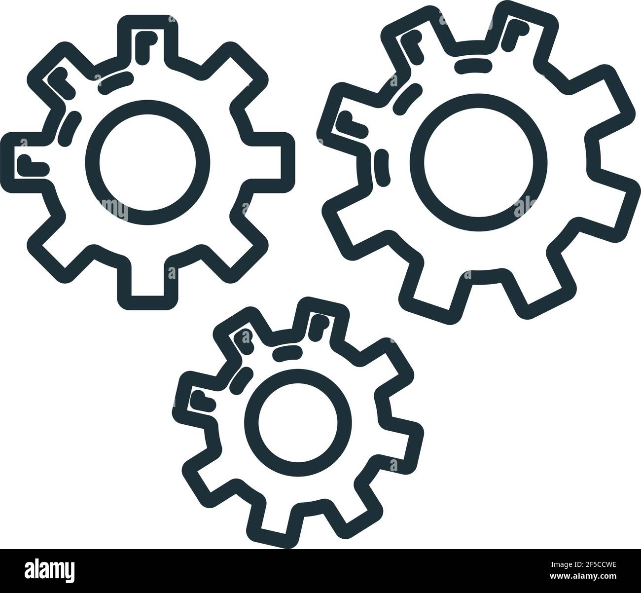 Gear pinion mechanism icon, concept engineering stuff object line flat ...