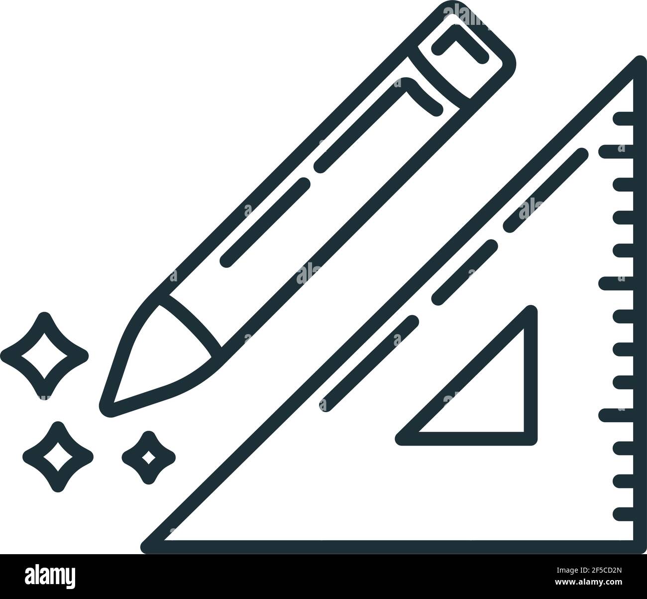Concept pencil, wooden ruler triangle icon, writing pen and measuring ...