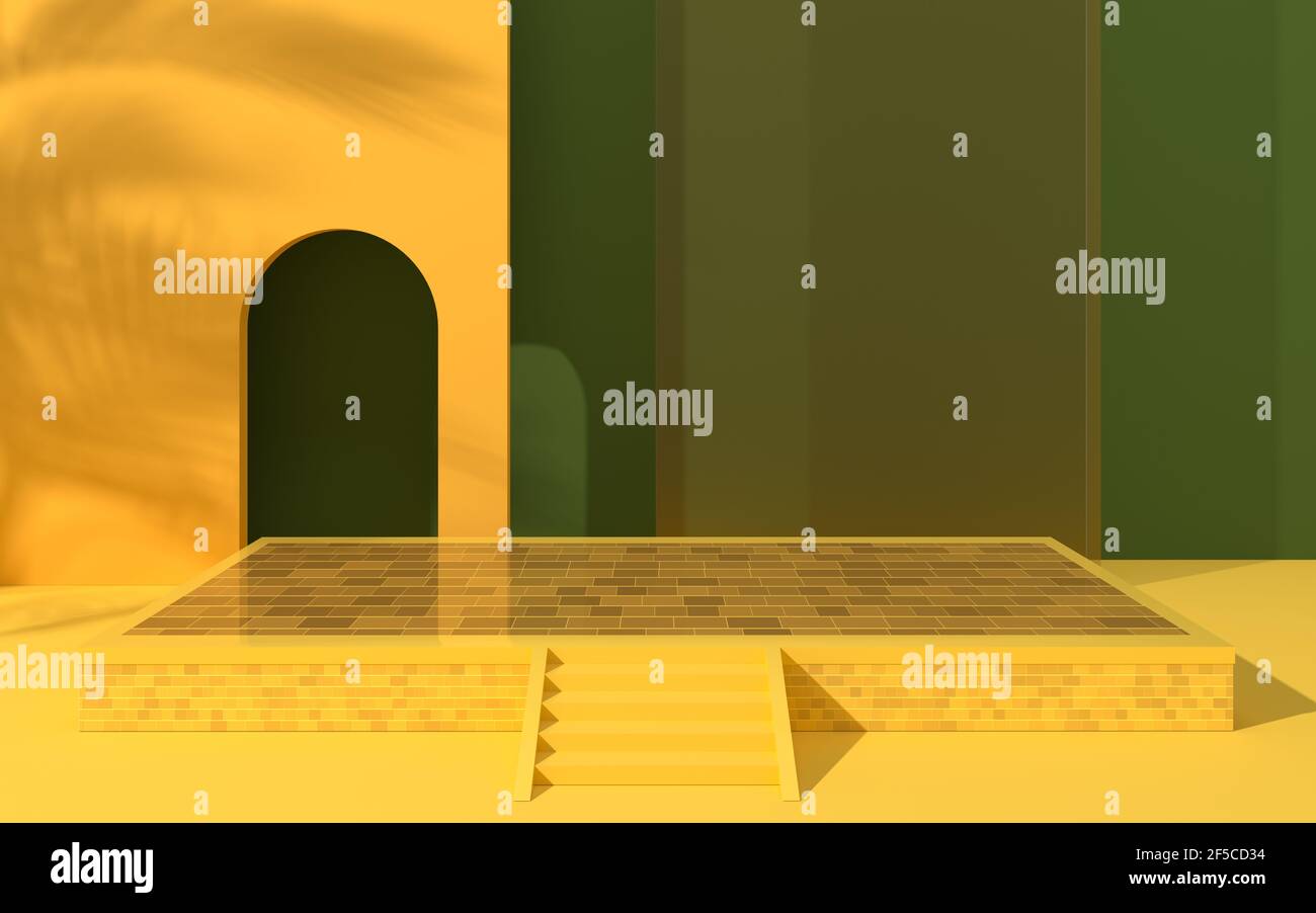 Creative empty stage, product platform, 3d rendering. Computer digital ...