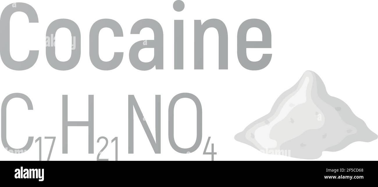 Cocaine concept chemical formula icon label, text font vector ...