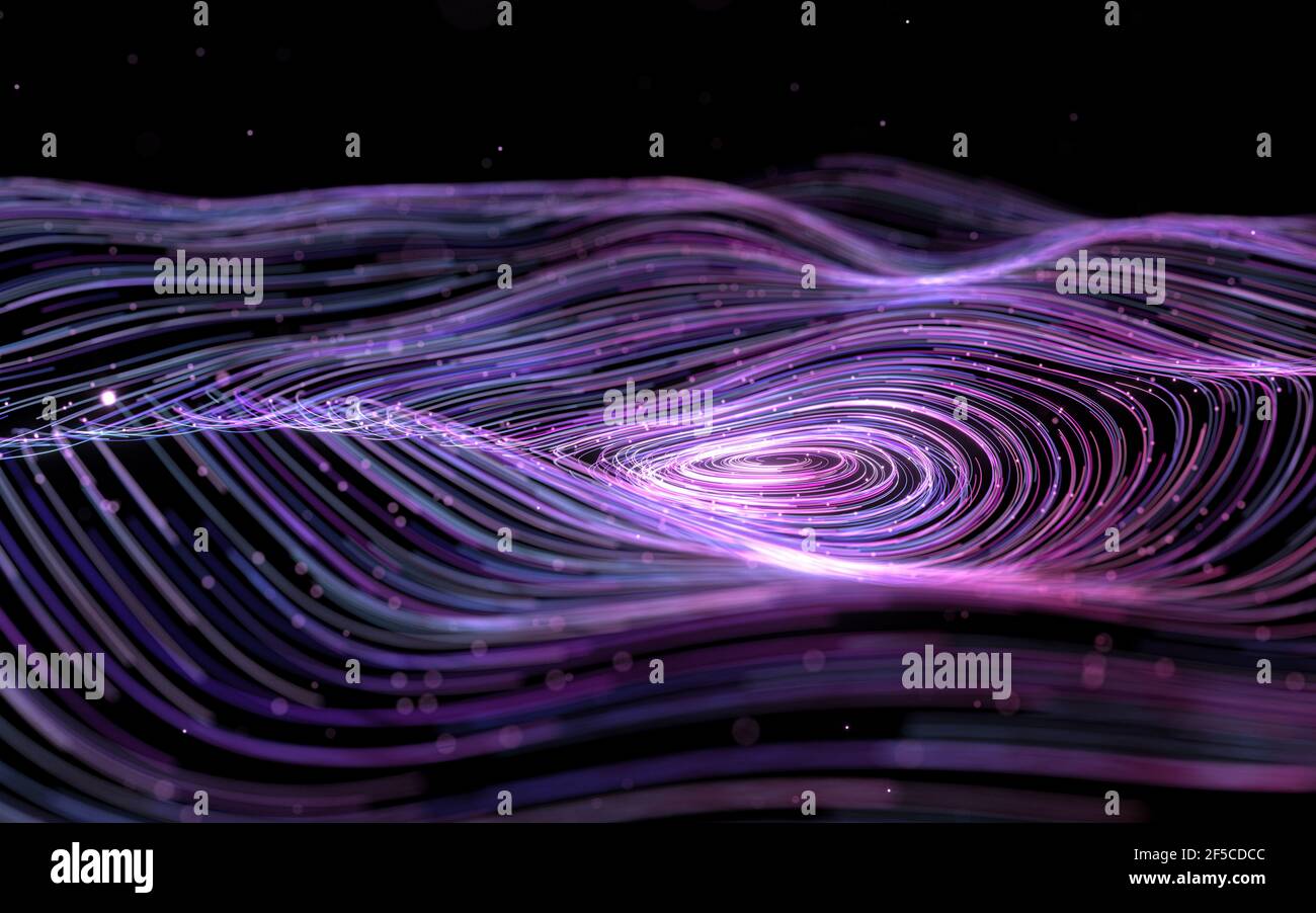 Purple curve lines vortex, fantasy background, 3d rendering. Computer ...