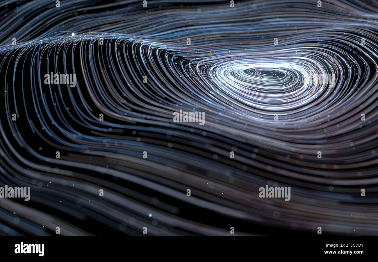 Curve lines vortex, fantasy background, 3d rendering. Computer digital ...