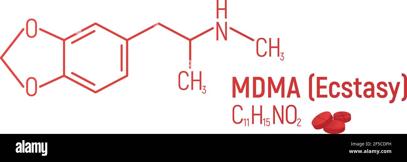 MDMA ecstasy concept chemical formula icon label, text font vector ...
