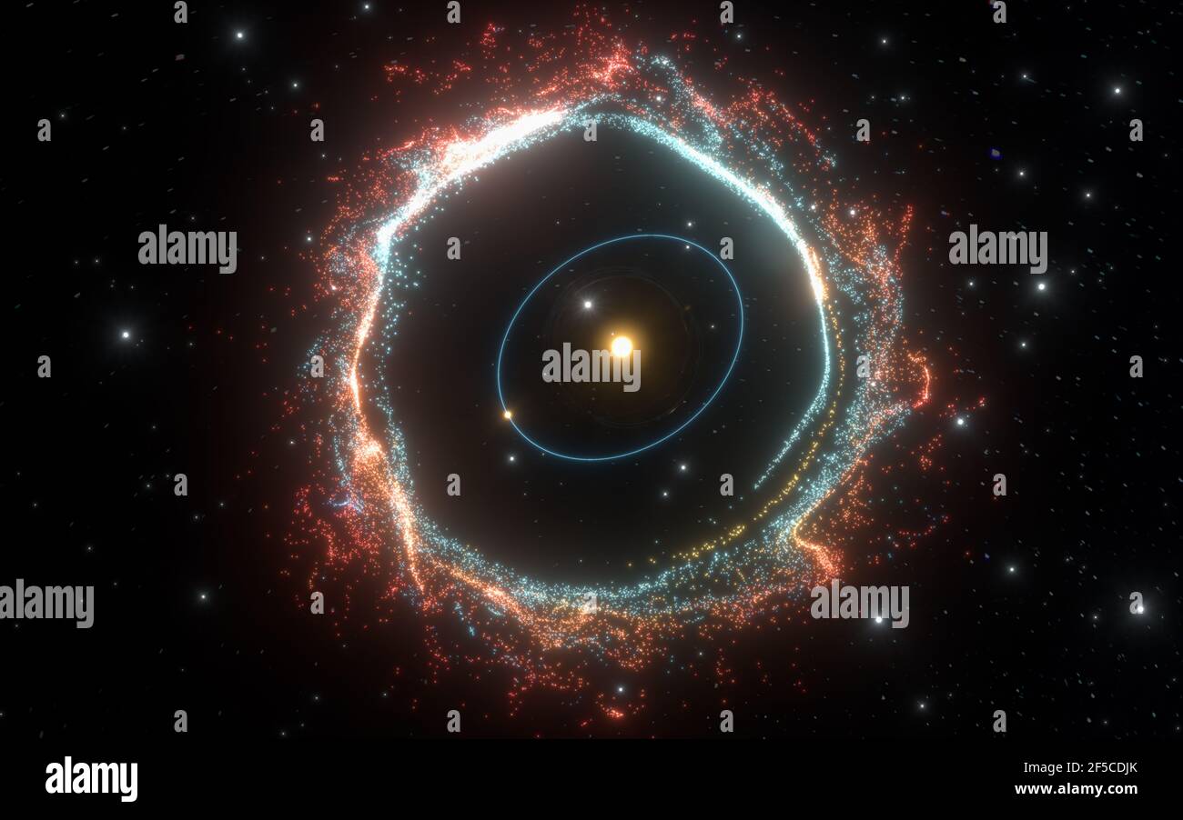 Magical particles with abstract shape, 3d rendering. Computer digital ...