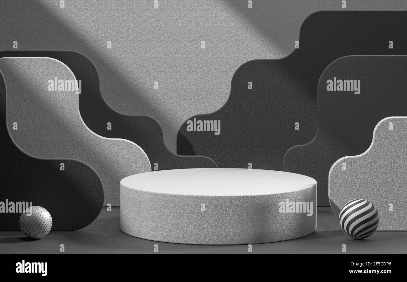 Creative paper stage, merchandise platform, 3d rendering. Computer ...