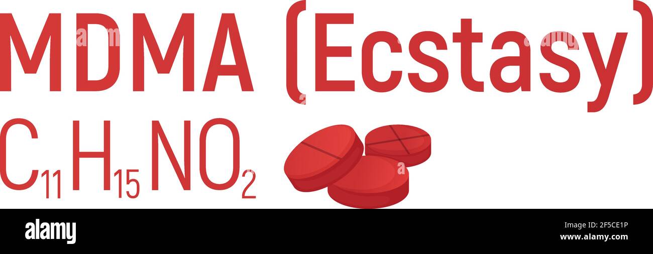MDMA ecstasy concept chemical formula icon label, text font vector ...